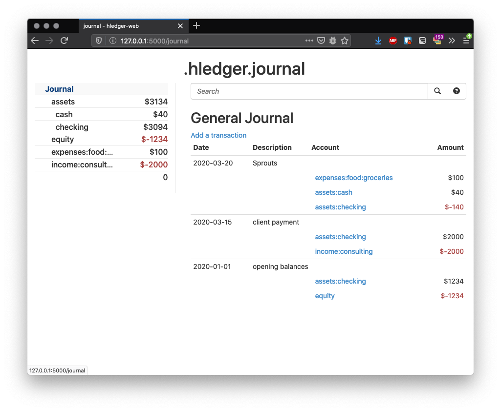 Tutorial: hledger-web - hledger